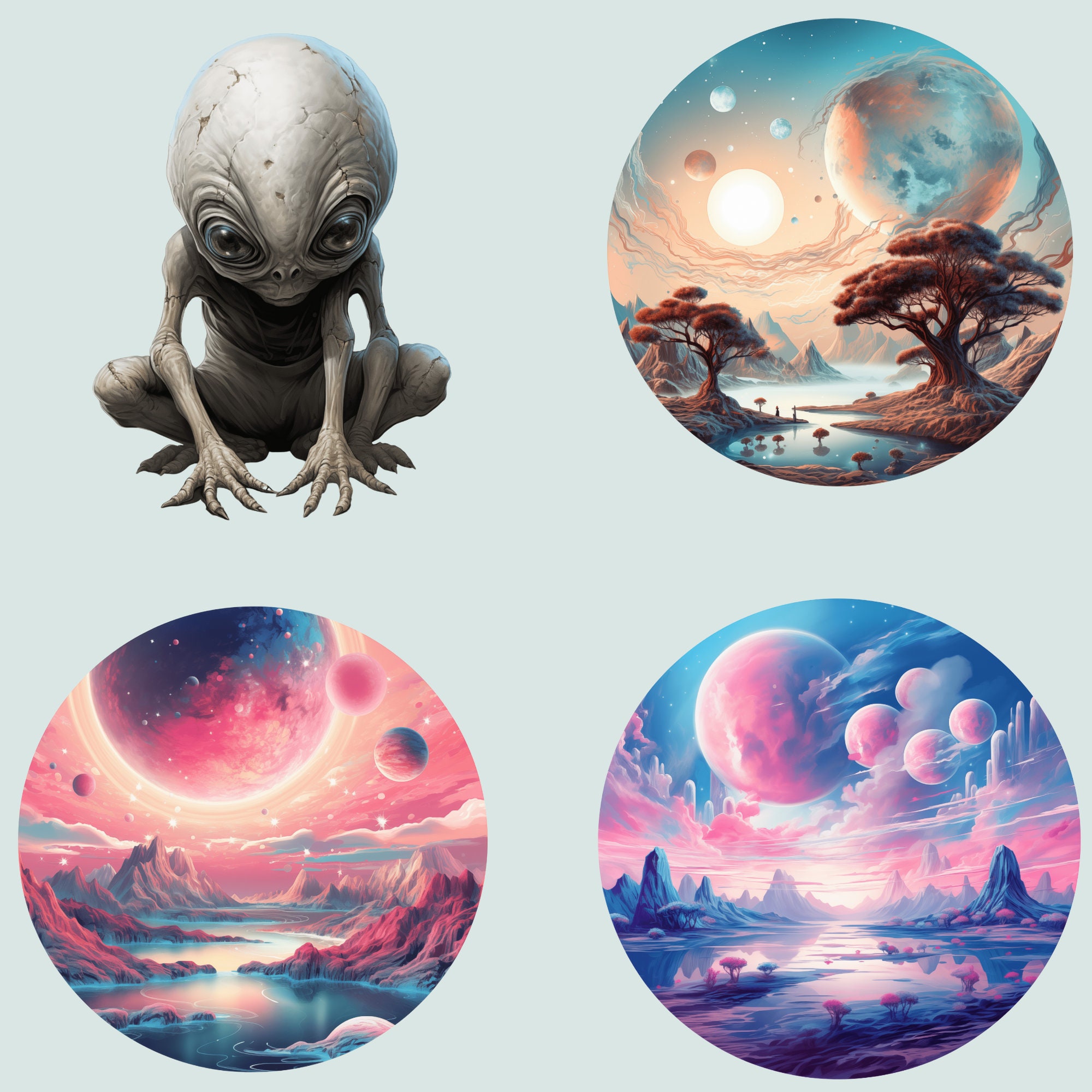 Alien Clipart Bundle | UFO, Alien Abduction, Flying Saucer, Galaxy ...