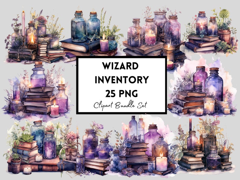 Wizards Inventory Clipart Bundle, Witchcraft and Mystic - Magic, Occult ...