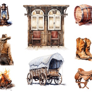 Watercolor Western Clipart - Wild West Bundle, Cowboy Set, Texas Horse ...