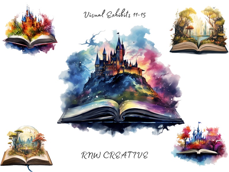 20 Fantasy Book Clipart Watercolor Fairytale Open Book - Etsy
