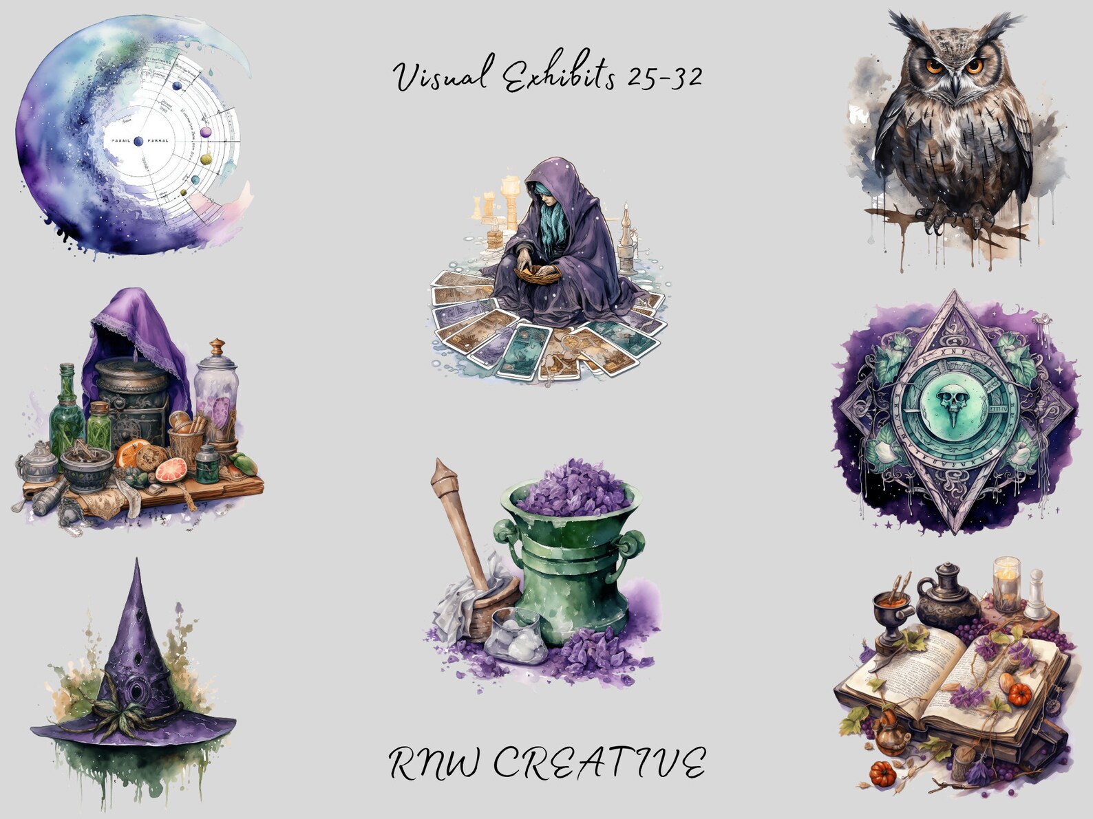 Purple Witch Clipart Bundle | PNG | Dark Magic Spell | Mystical Undead ...