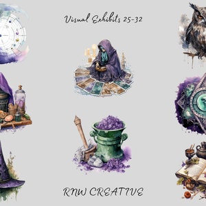 Purple Witch Clipart Bundle | PNG | Dark Magic Spell | Mystical Undead ...