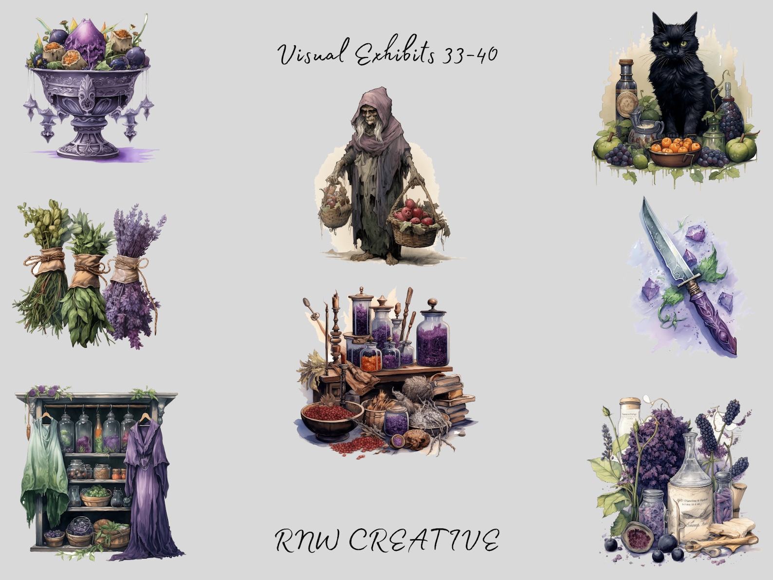 Purple Witch Clipart Bundle | PNG | Dark Magic Spell | Mystical Undead ...
