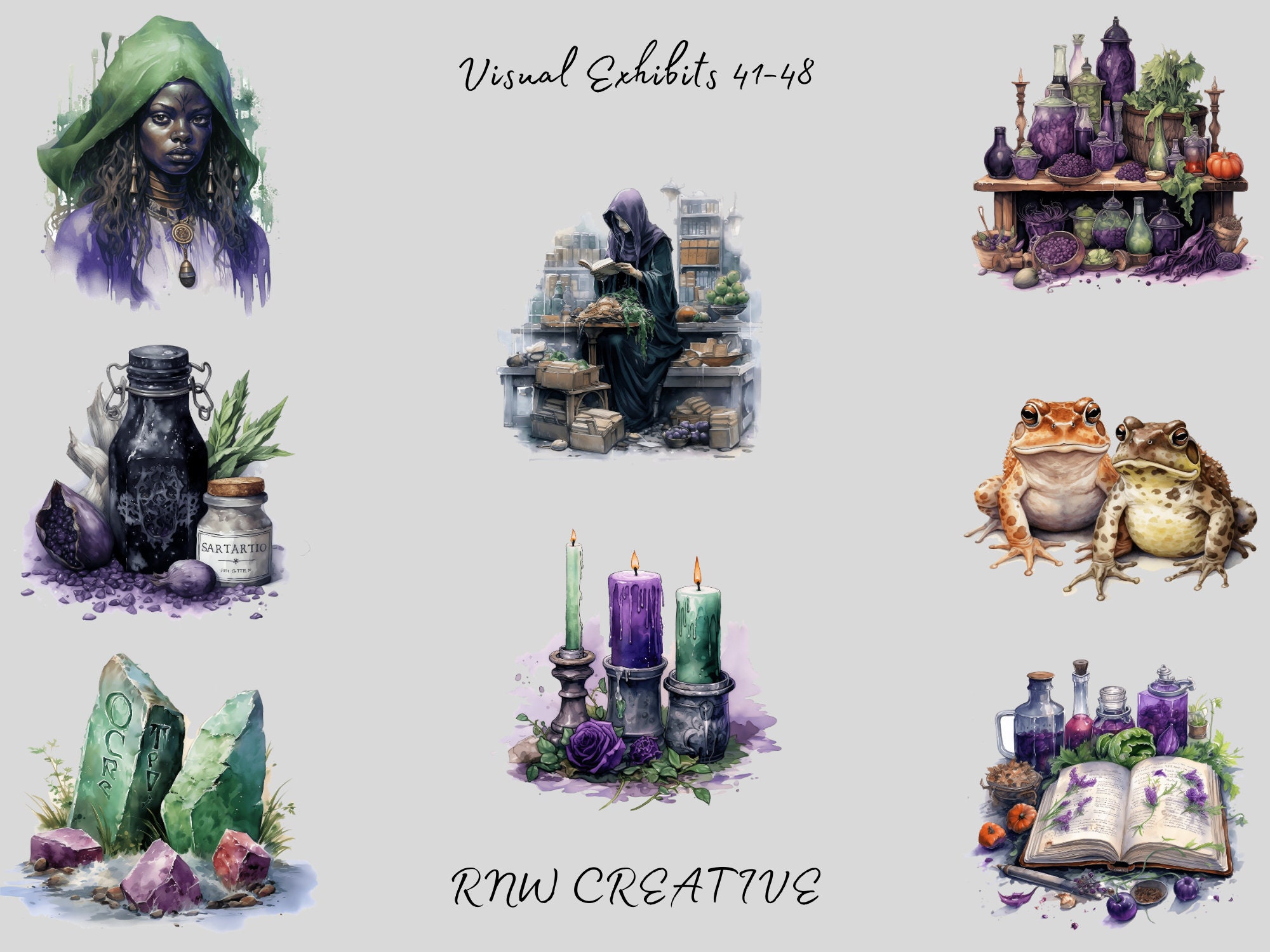 Purple Witch Clipart Bundle PNG Dark Magic Spell Mystical Undead ...
