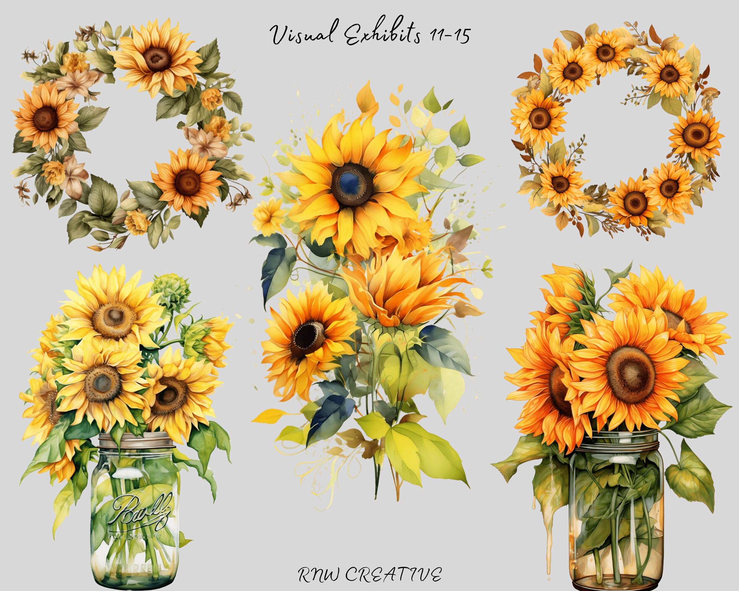 Watercolor Sunflower Clipart Set - Autumn Floral, Fall Flowers ...