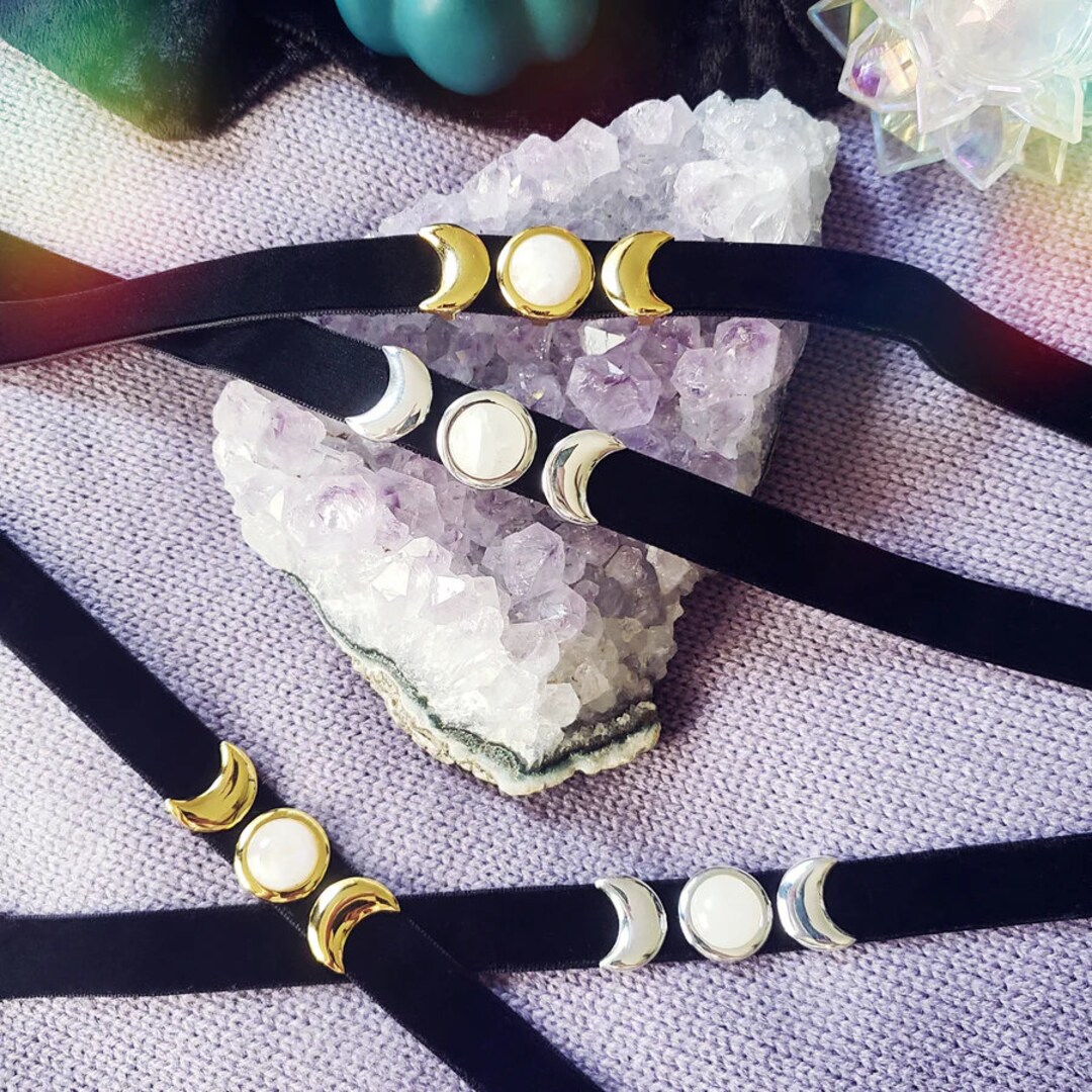 Moonstone Triple Goddess Moon Choker - Etsy