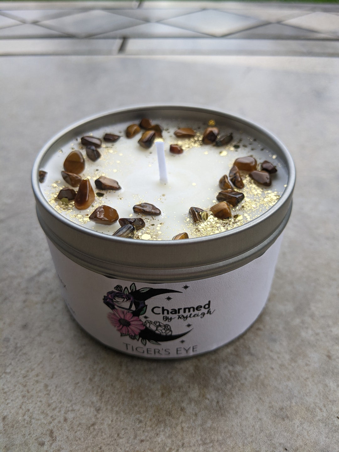 Tiger Eye Scented Candle Charmed With Tiger's Eye Stone 8oz, Soy Wax ...