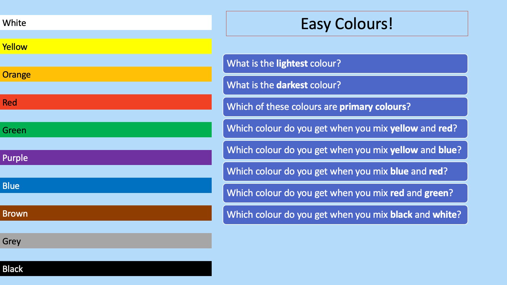 TEFL Primary Lesson Plan: Colours - Etsy