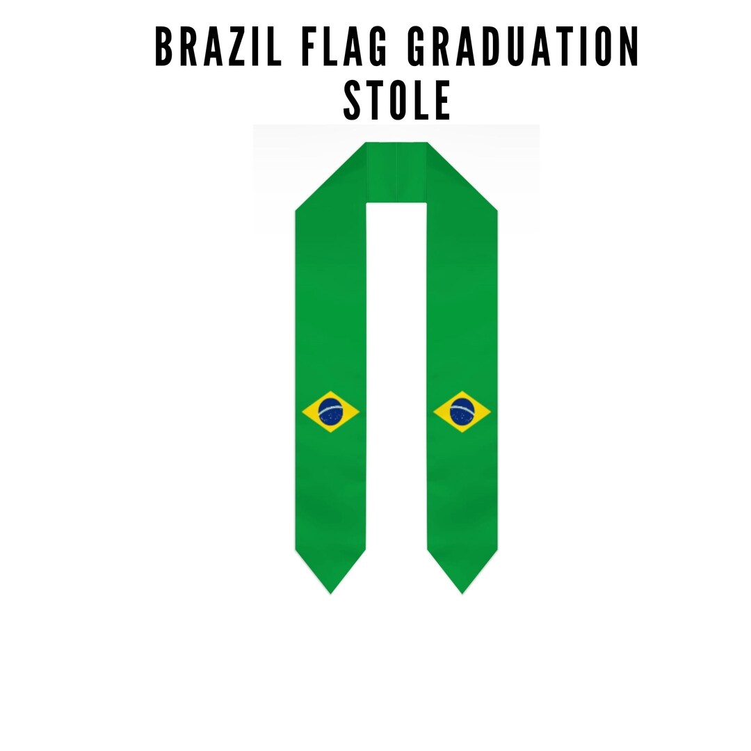 Custom Brazil Flag Graduation Stole Personalized Brazil Flag Graduation ...