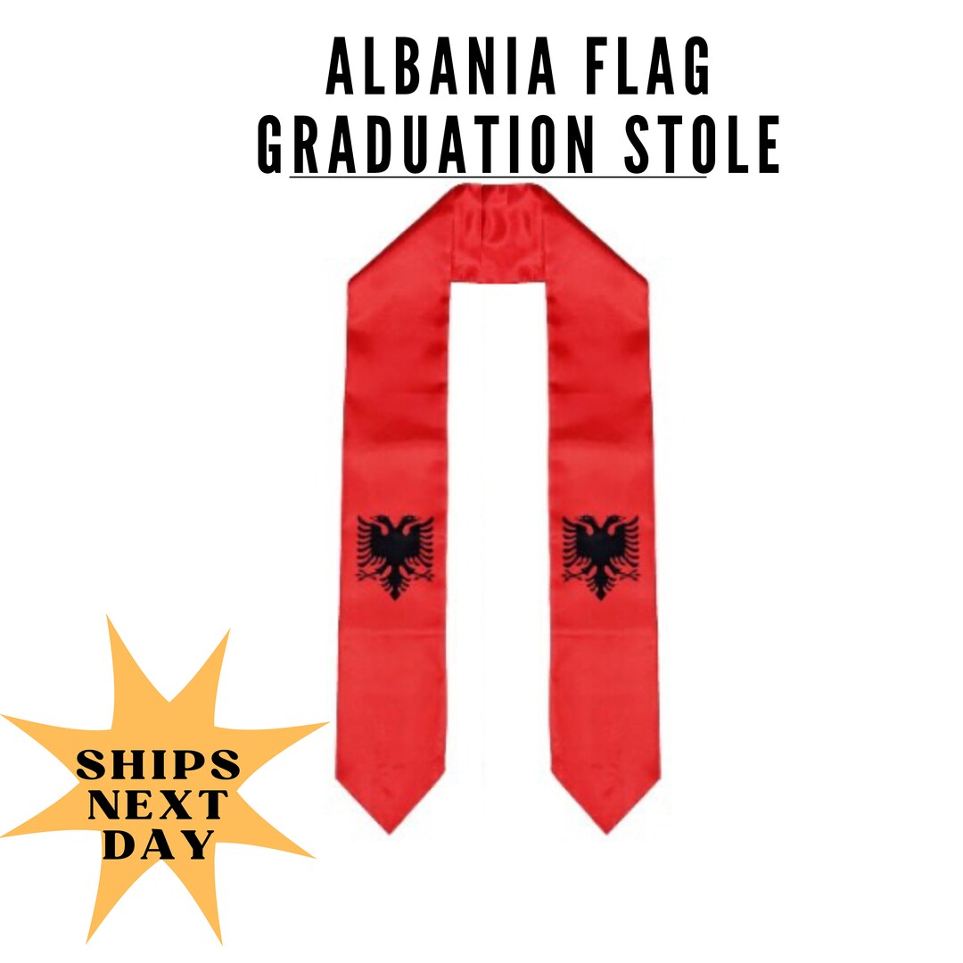Custom Albania Flag Graduation Stole Albanian Flag Sash Graduation Gift ...