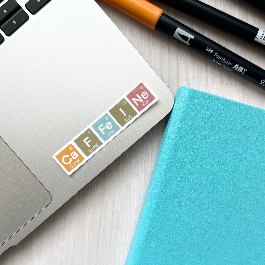 Caffeine Periodic Table Sticker Hand Lettered, Waterproof Sticker - Etsy