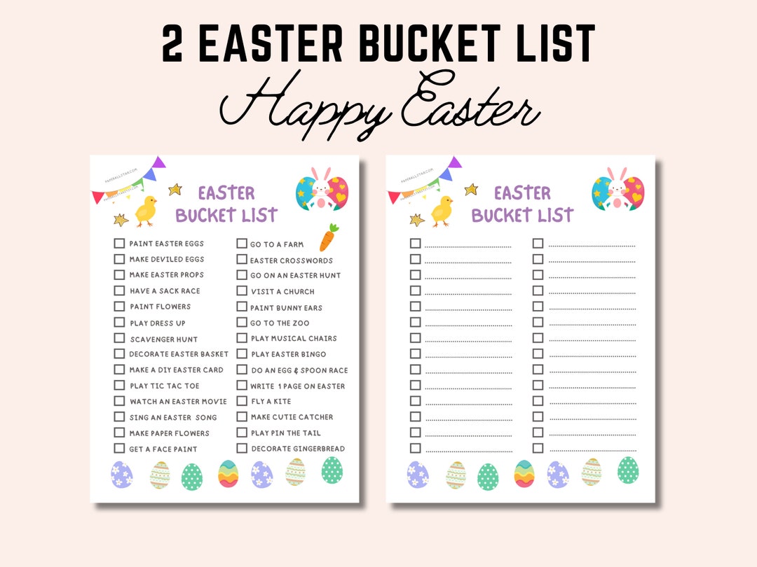 Easter Bucket List Printables, Easter Fun Checklist, Easter Kids ...