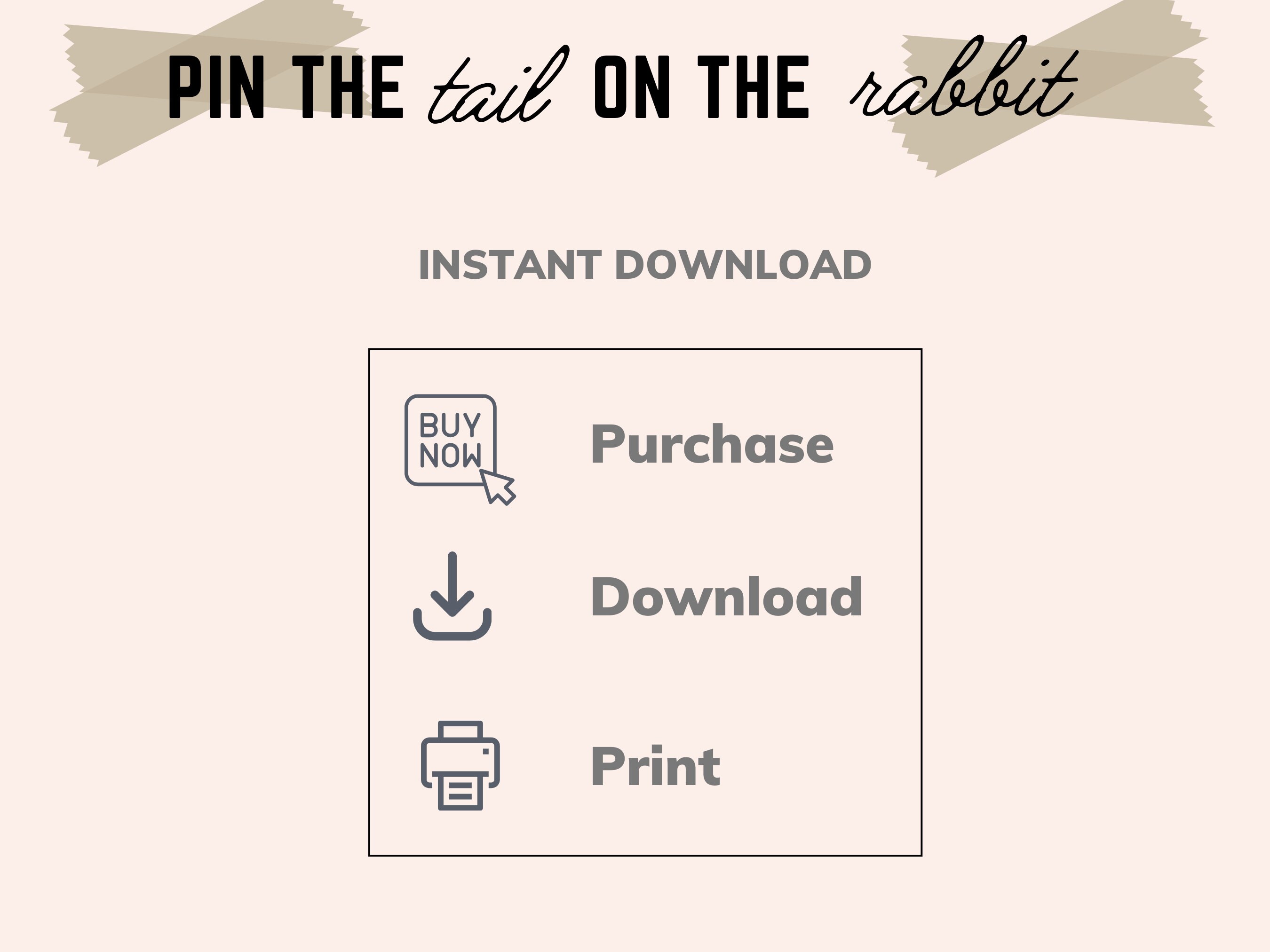 Easter Pin the Tail on the Rabbit Printable | Instant Download Pin the ...