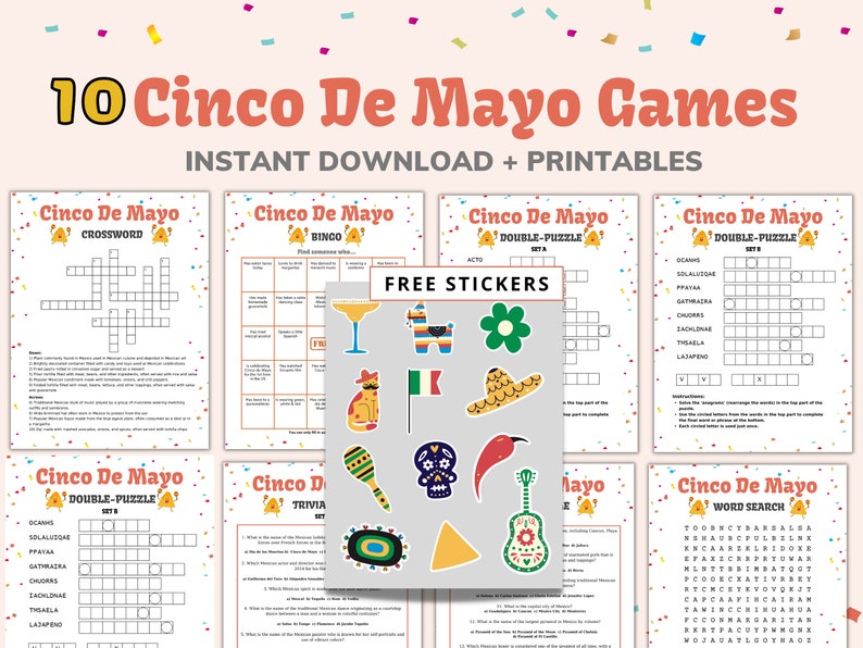 Cinco De Mayo Printable Party Games 10 Cinco De Mayo Bundle for Adults ...