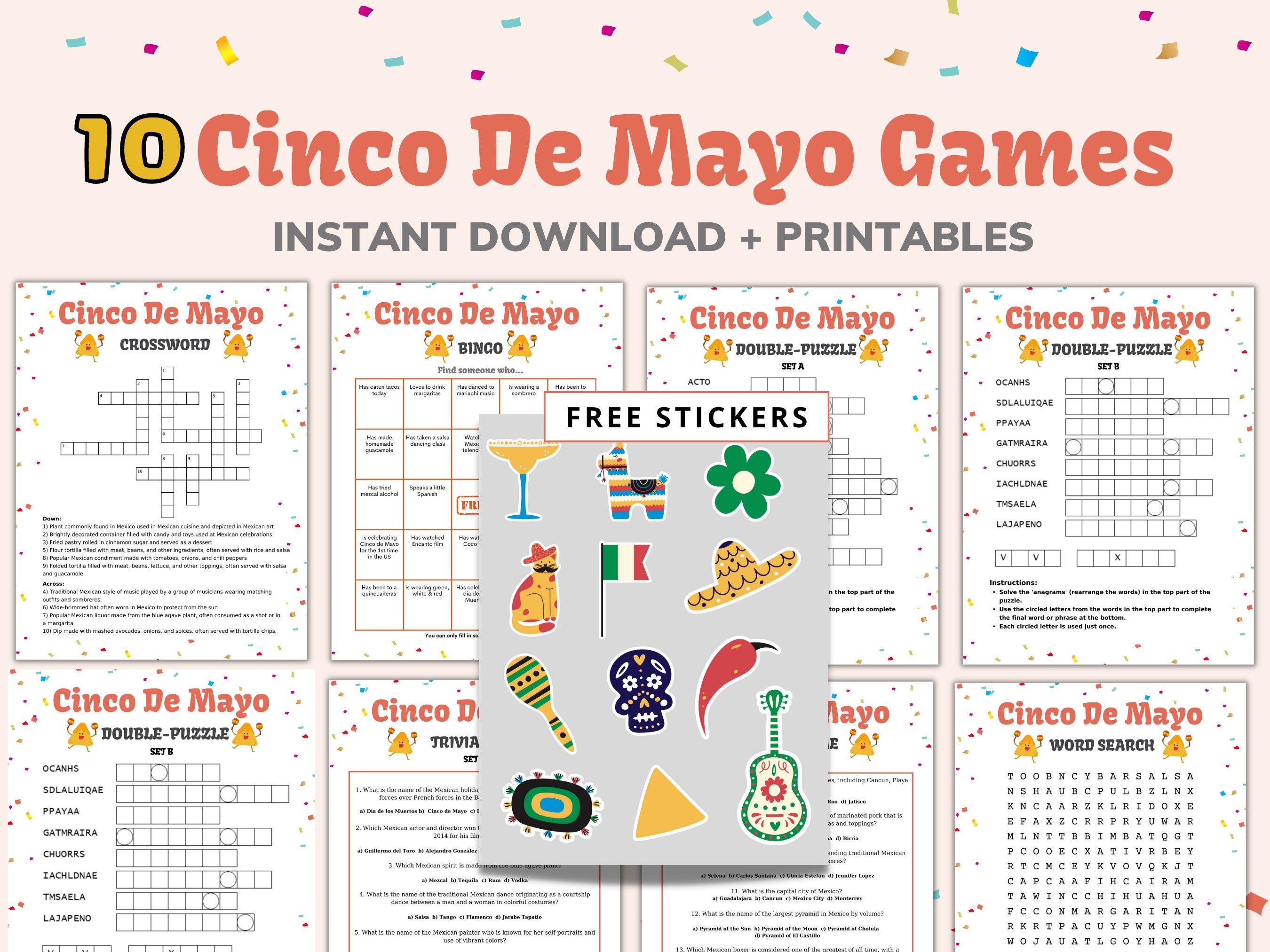 Cinco De Mayo Printable Party Games 10 Cinco De Mayo Bundle for Adults ...