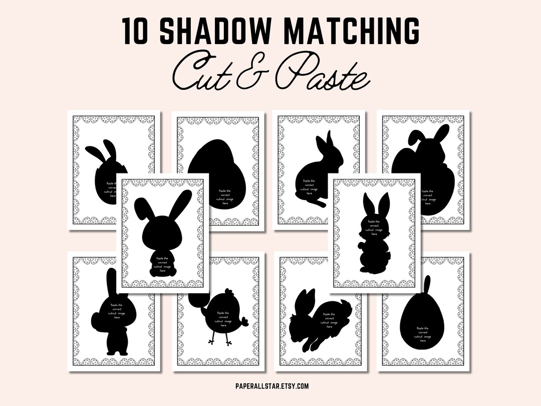 Easter Shadow Matching Activity Spring Cut and Paste Activities Scissor ...