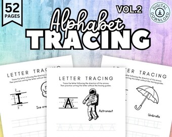 26 Printable Alphabet Tracing Pages, Worksheets for Kids, Preschool ...