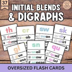 Beginning Blends and Digraphs Charts Initial Blends Kindergarten ...