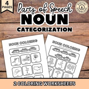 Noun Sorting, Nouns Worksheet, Parts of Speech Worksheet, Noun Coloring ...