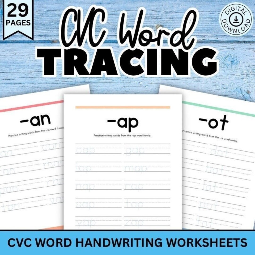 CVC Word Worksheets, CVC Spelling, CVC Word Tracing Worksheets ...