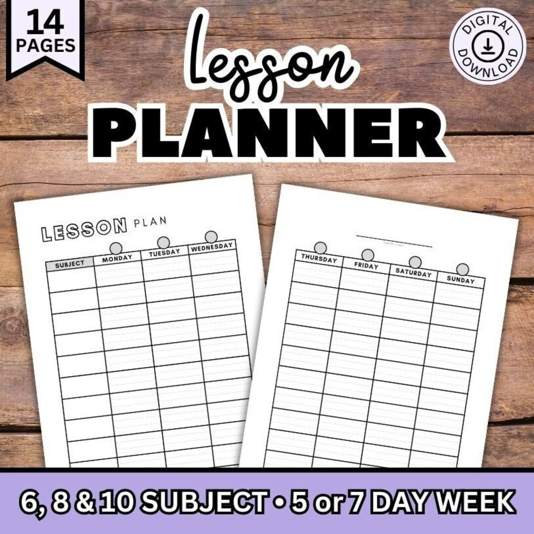 Lesson Planner Printable, Undated Lesson Plan, Blank Homeschool Planner ...