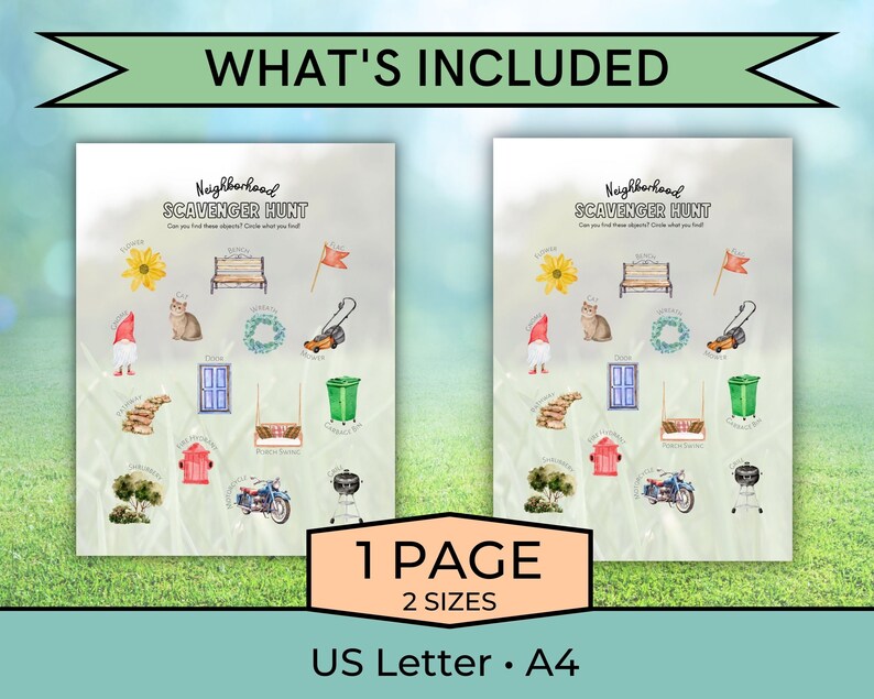 Neighborhood Scavenger Hunt for Kids, Field Trip Game, Nature Walk ...