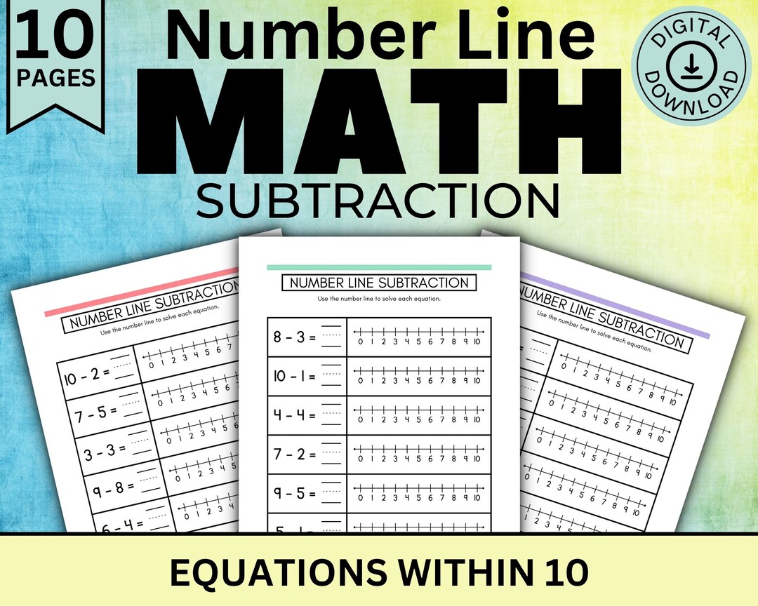 Number Line Math Worksheets, Addition Equations Within 10, Kindergarten ...