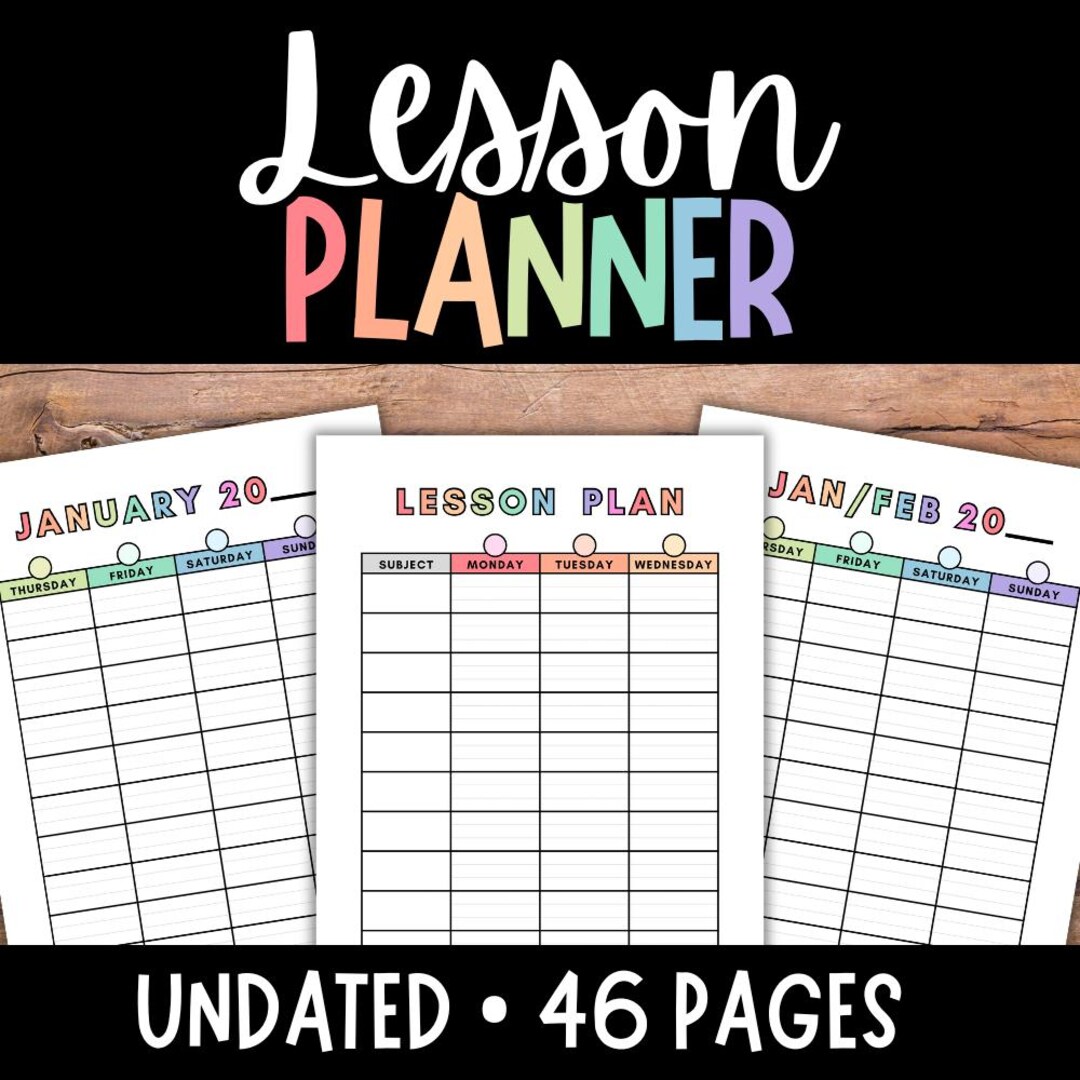 Lesson Planner Printable, Undated Lesson Plan, Blank Homeschool Planner ...