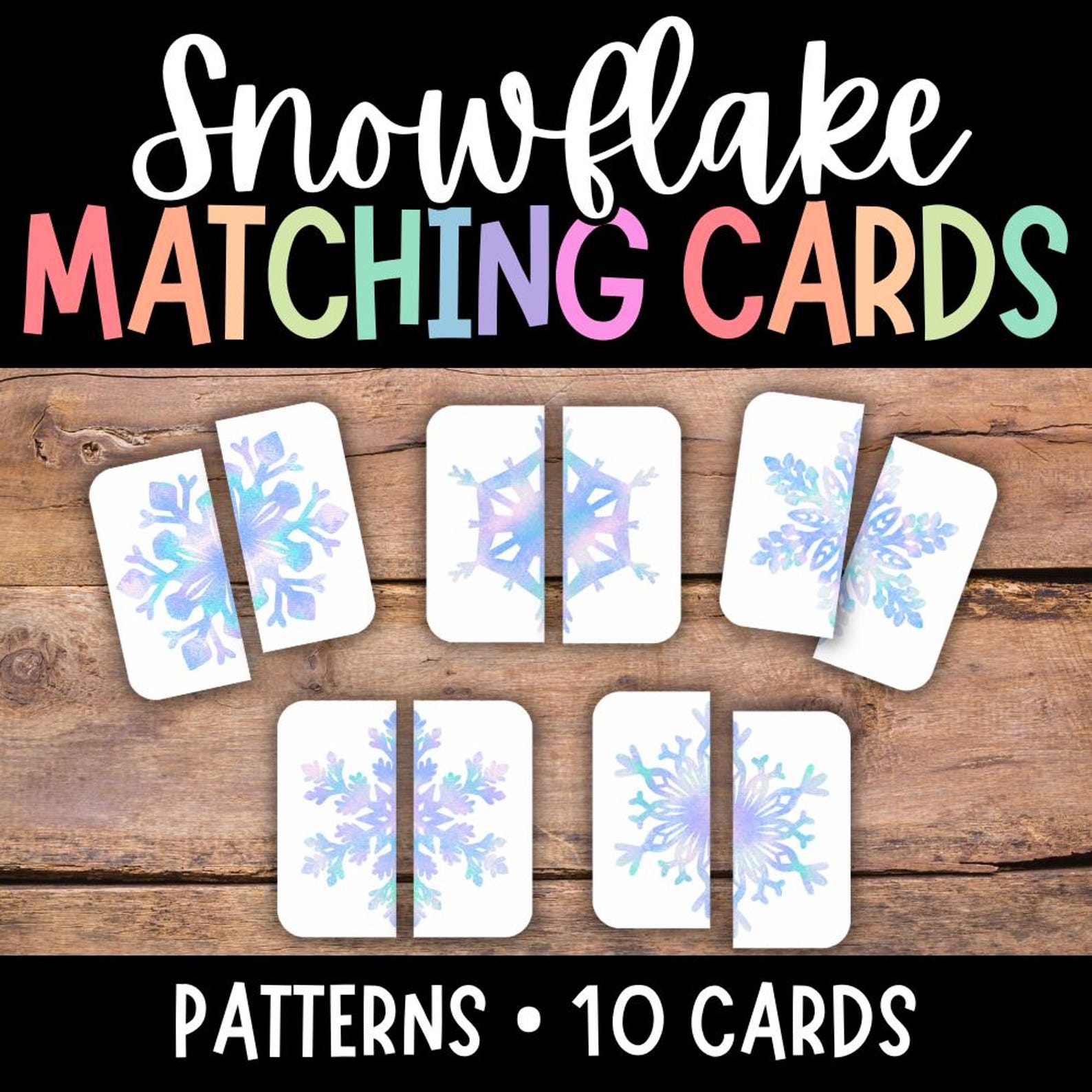 Snowflake Matching Game, Winter Pattern Recognition Cards (PDF) - Etsy