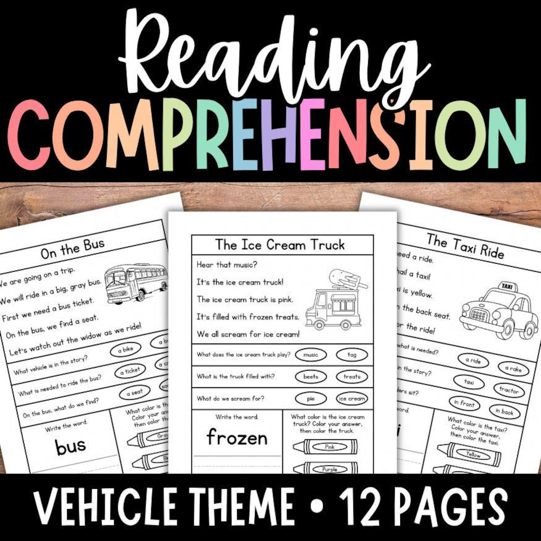 VEHICLE Reading Comprehension Worksheets, Kindergarten Reading, Reading ...