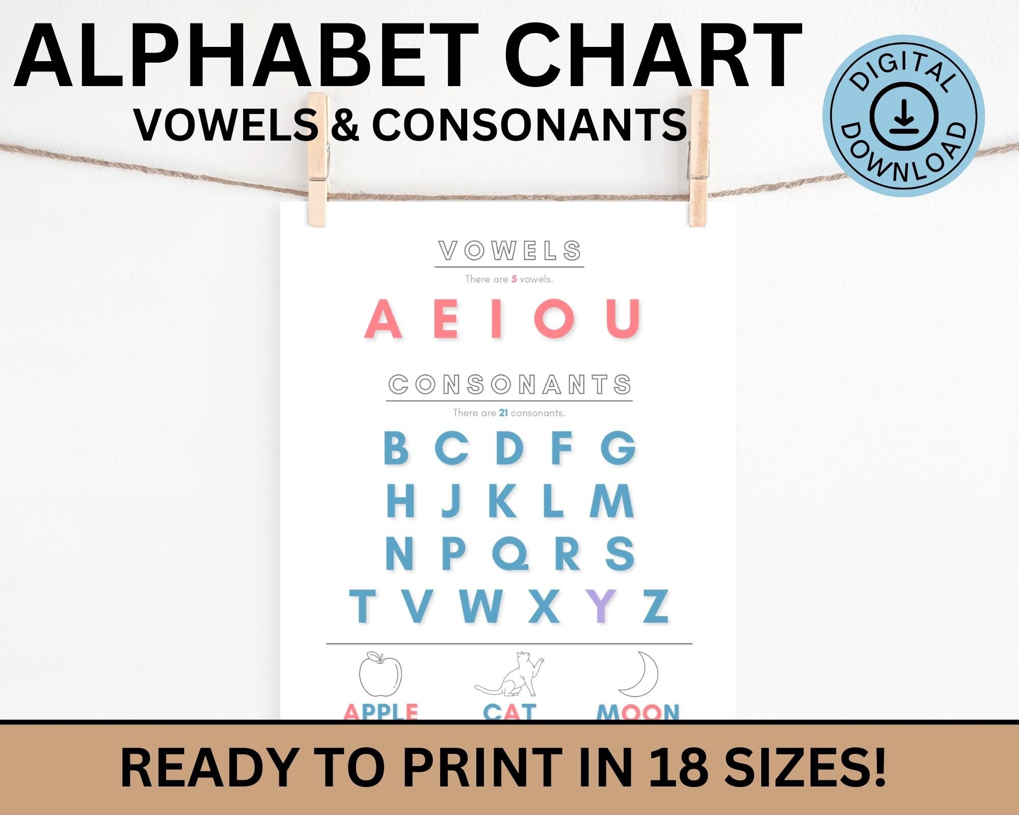 Vowel and Consonant Charts, Montessori Phonics Poster, Classroom Abcs ...