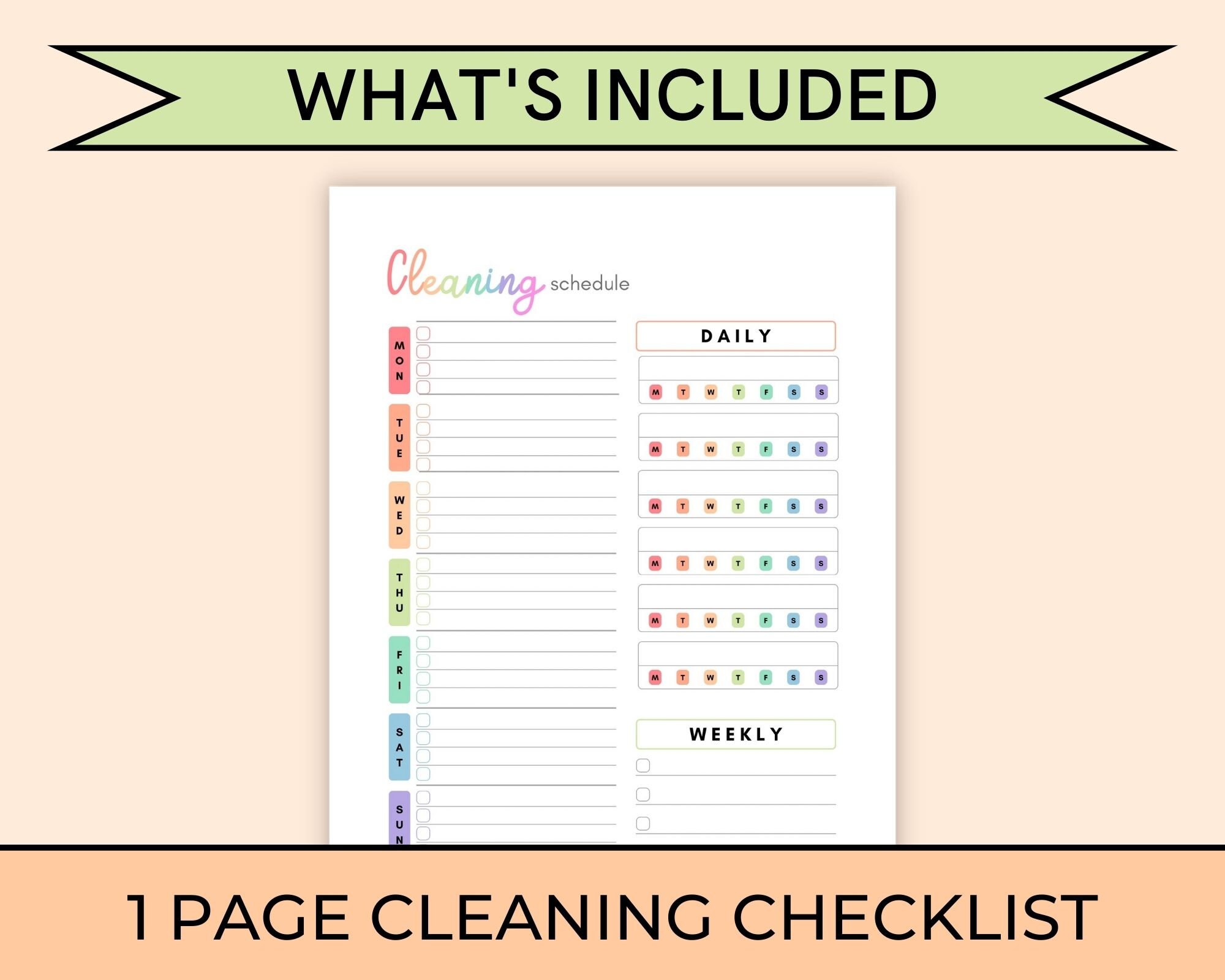BLANK Weekly Cleaning Checklist Printable | Household Chore List Blank ...