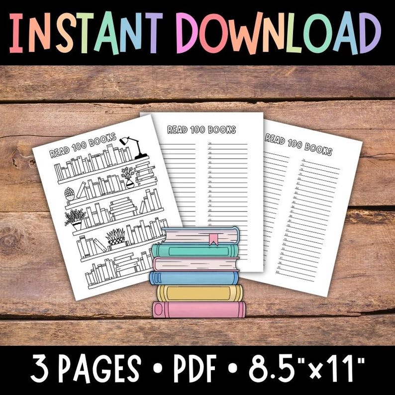 Book Reading Tracker Printable, Reading Log for Adults or Kid, Reading ...
