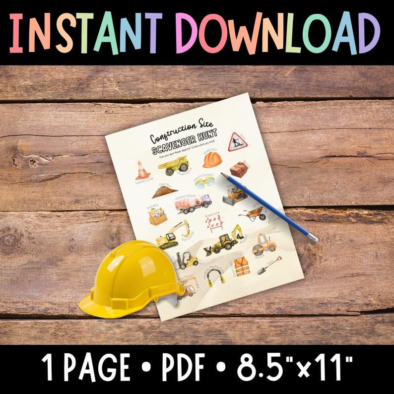 CONSTRUCTION SITE Scavenger Hunt for Kids, Outdoor Driving Game - Etsy