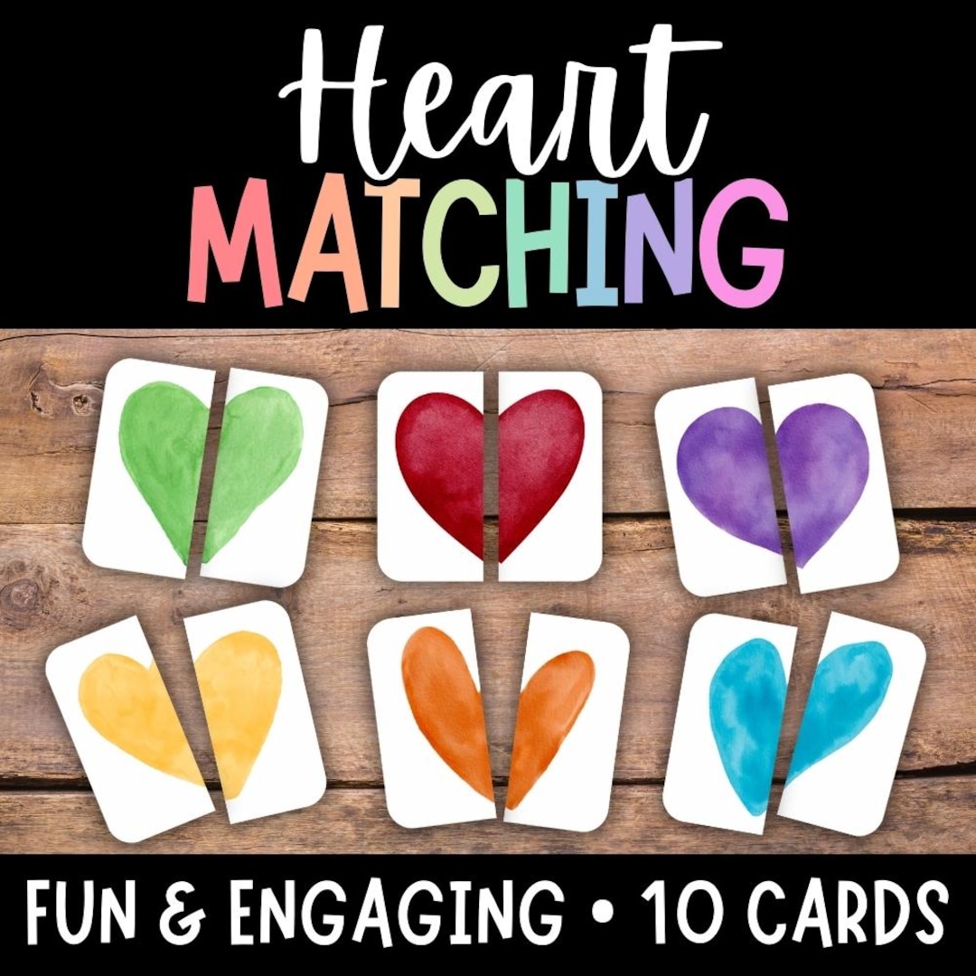 Heart Matching, Valentine Activity, Love Cards, Pattern Recognition ...