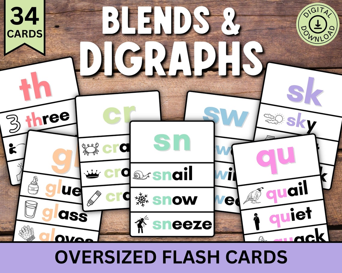 Beginning Blends and Digraphs Charts, Kindergarten Reading, Reading ...