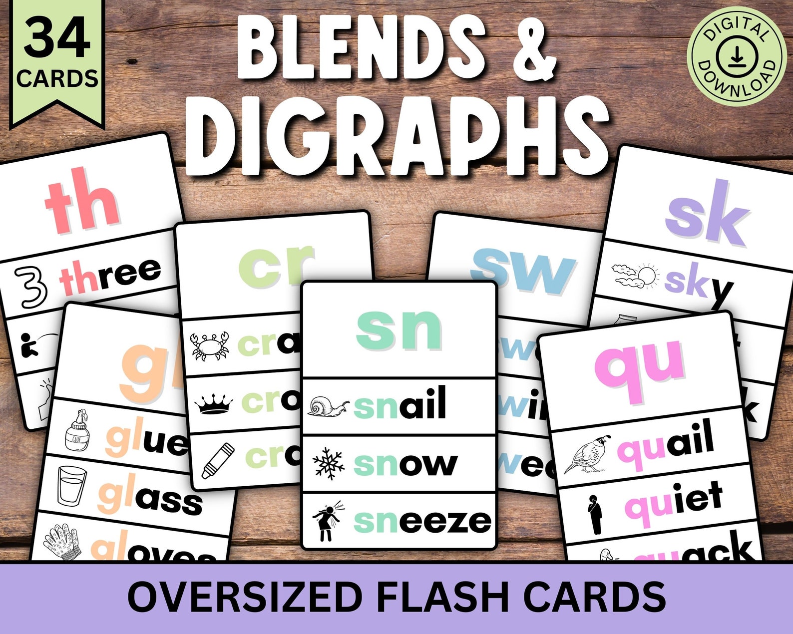 Beginning Blends and Digraphs Charts, Kindergarten Reading, Reading ...