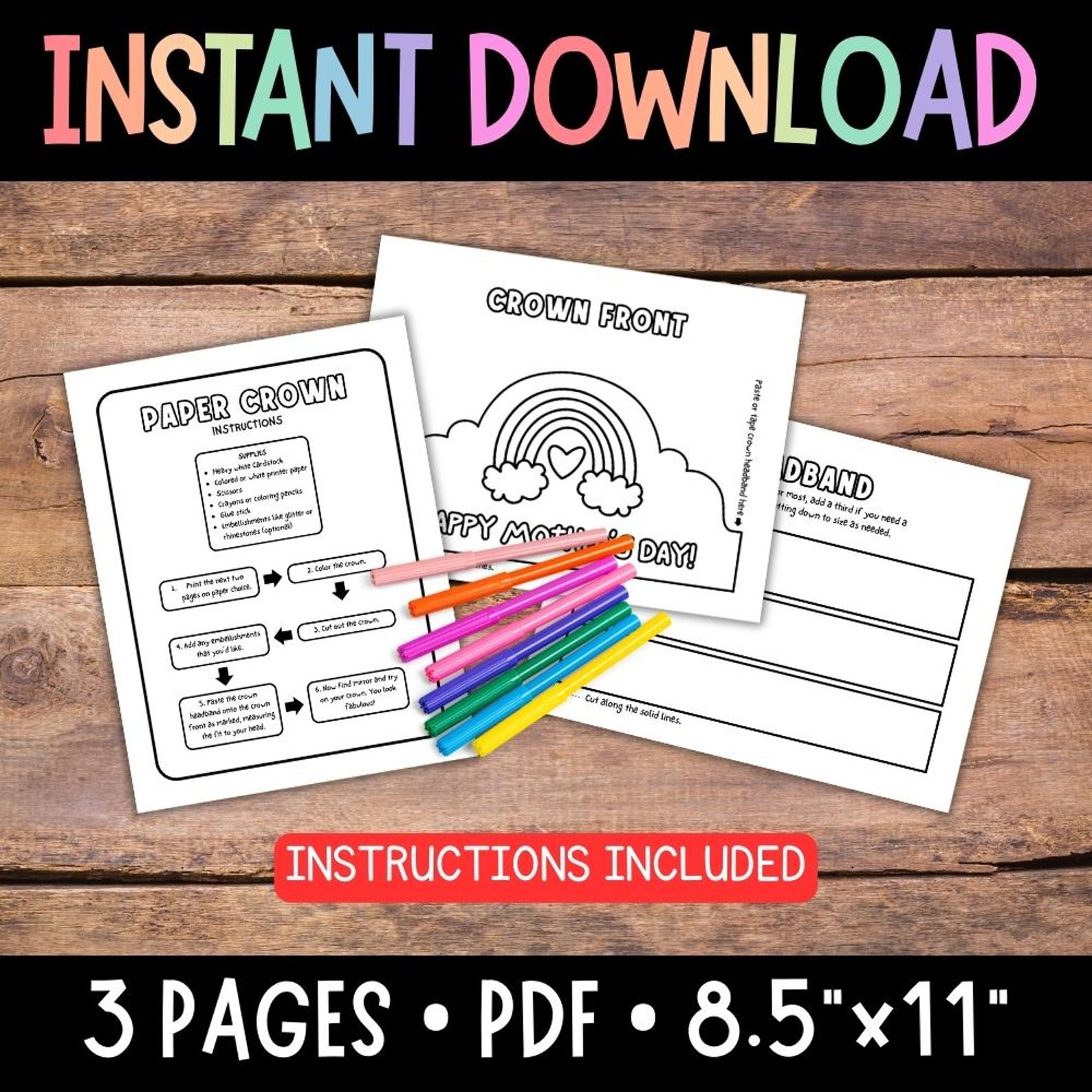 Mother’s Day Craft, Mom Paper Crown, Mothers Day Activities, Paper ...