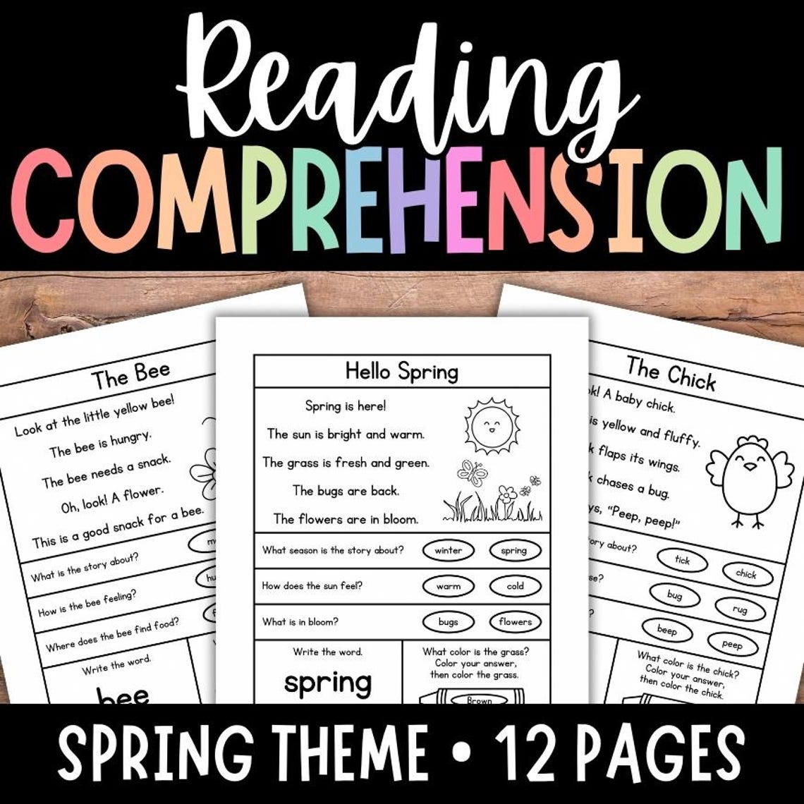 SPRING Reading Comprehension Worksheets, Kindergarten Reading, Reading ...