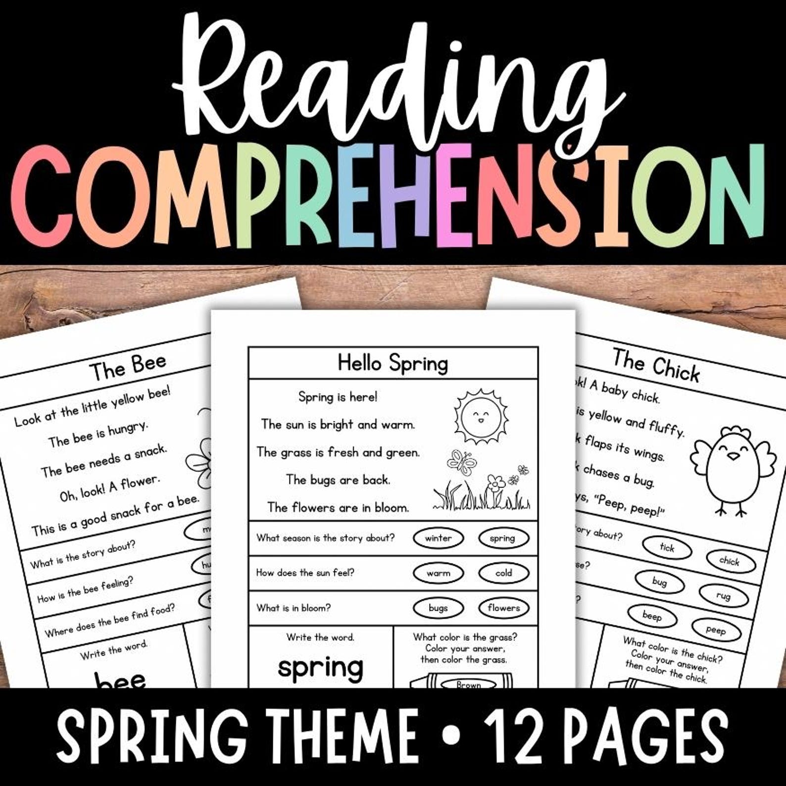 SPRING Reading Comprehension Worksheets, Kindergarten Reading, Reading ...
