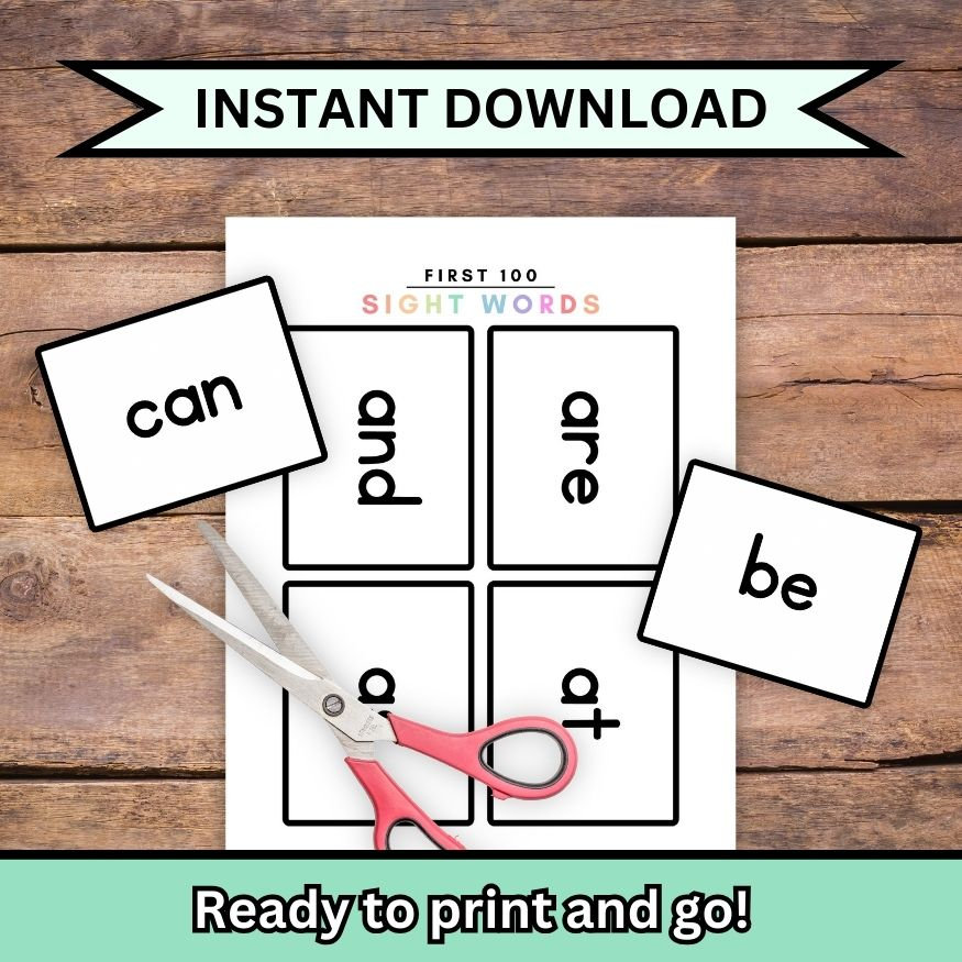 First 100 Sight Words, Sight Word Flash Cards, Preschool, Kindergarten ...