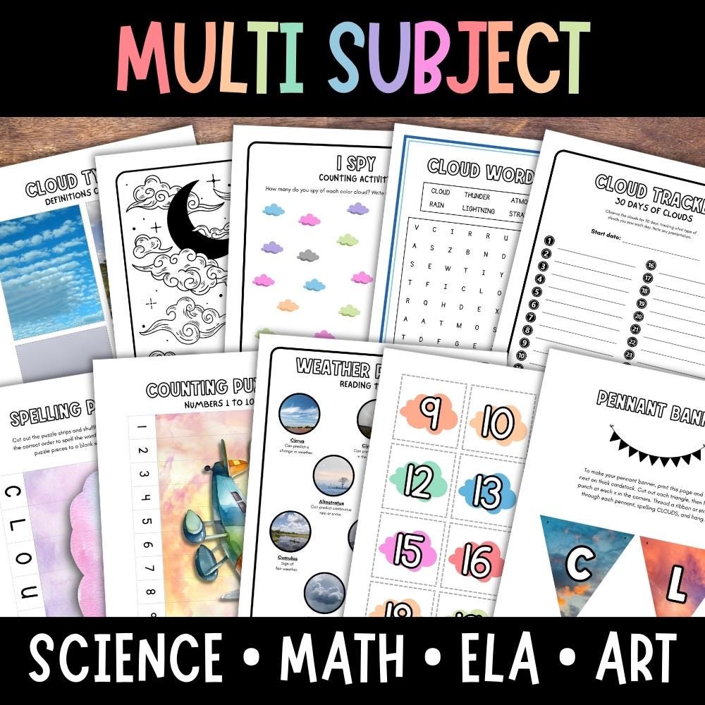 Clouds Unit Study, Science Study Unit, Cloud Unit Study, Homeschool ...