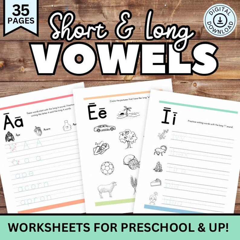 Printable Vowel Worksheets, Short and Long Vowel Sounds, Vowel Practice ...