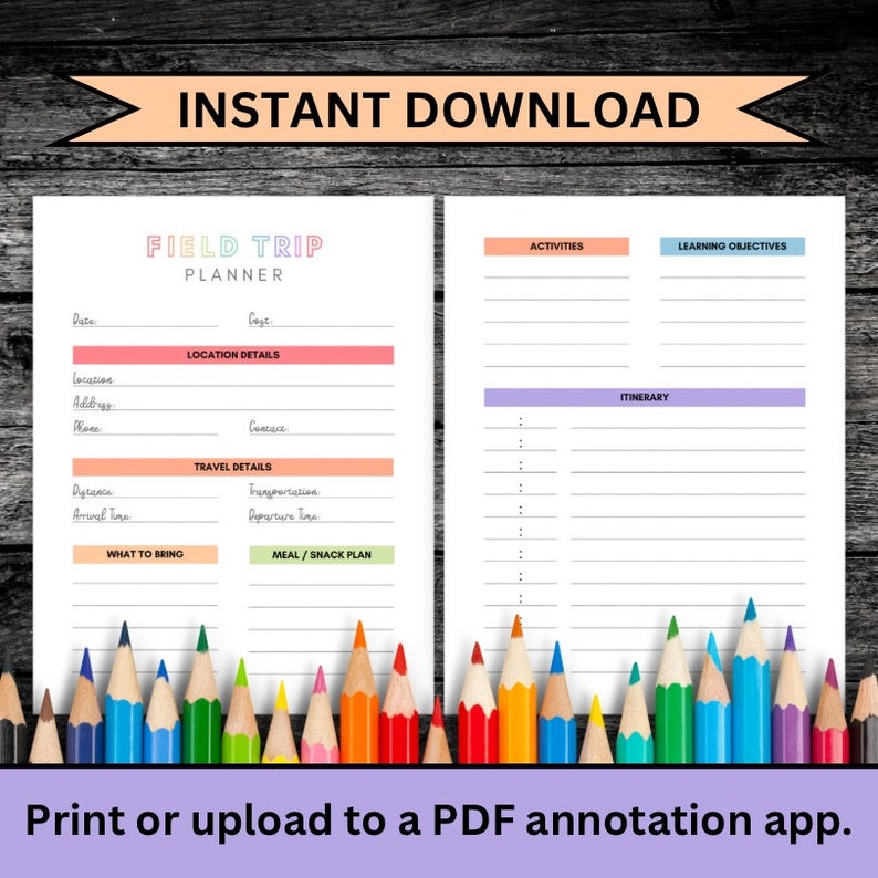 Field Trip Planner Printable, PDF Plan for Field Trip, Teacher Planner ...
