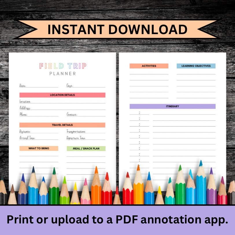 Field Trip Planner Printable, PDF Plan for Field Trip, Teacher Planner ...