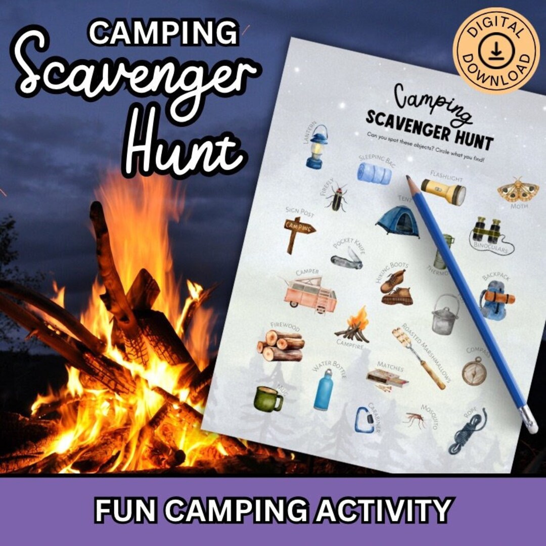 Camping Scavenger Hunt, Camping Game Printable, Fun Camping Activity ...