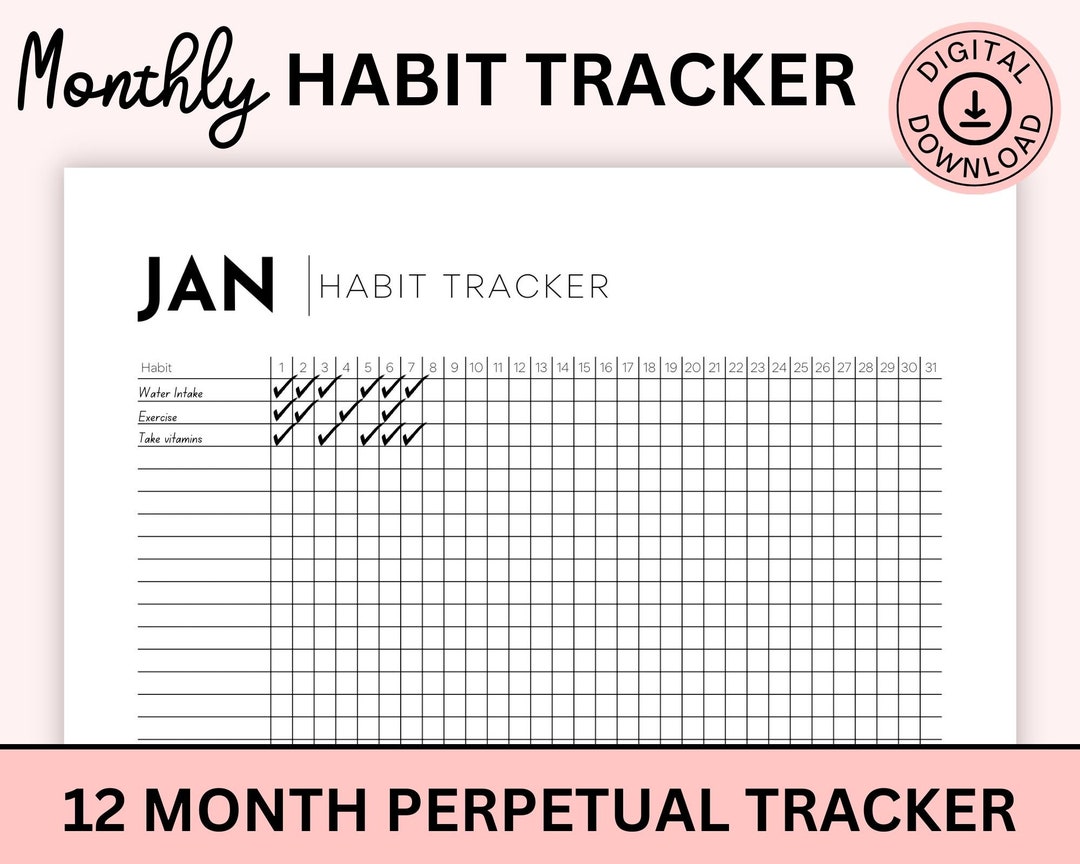 Monthly Habit Tracker Printable - Etsy