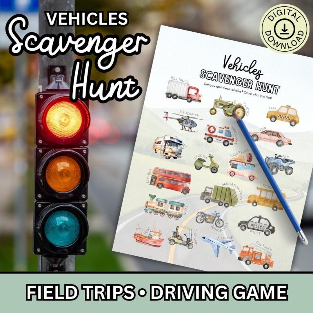 Scavenger Hunt for Kids, Driving Game, Scavenger Hunt Vehicles ...