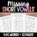 Missing Vowel Worksheets, Vowel Sounds, CVC Words, Short Vowels ...