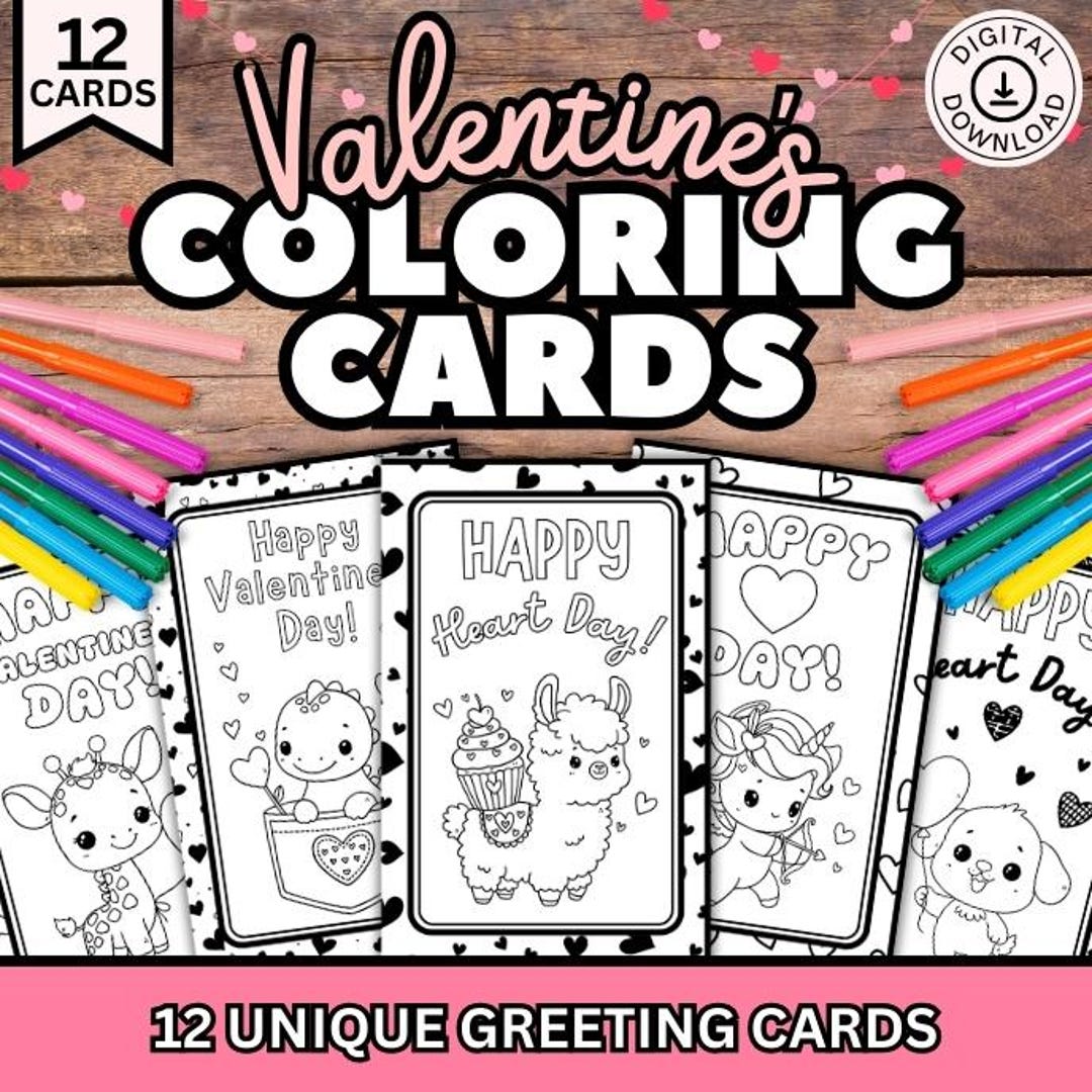Printable Valentine’s Day Cards, Valentines Day Coloring Cards ...